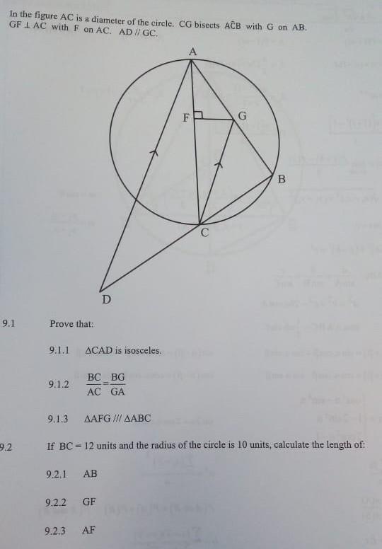 Solved In the figure AC is a diameter of the circle. CG | Chegg.com