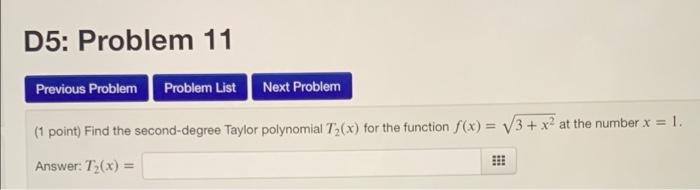 Solved D5: Problem 11 Previous Problem Problem List Next | Chegg.com