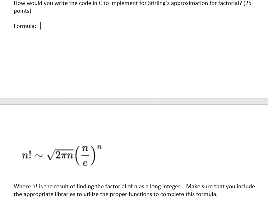 Solved How would you write the code in C to ﻿implement for | Chegg.com