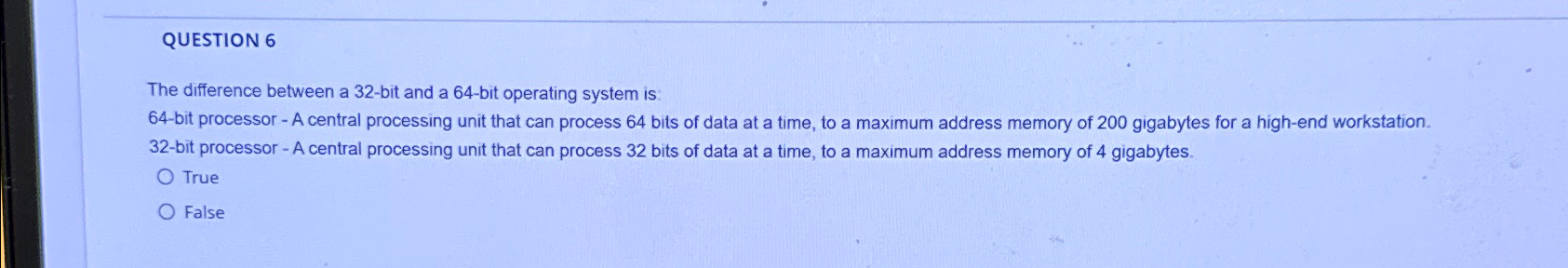 Solved QUESTION 6The difference between a 32-bit and a | Chegg.com