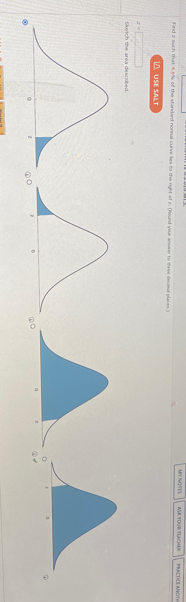 Solved Find z ﻿such that 4.6% ﻿of the standard normal curve | Chegg.com
