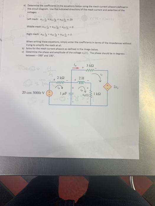 Solved a) Determine the coefficients in the equations below | Chegg.com