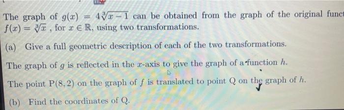 Solved The Graph Of G X 43x−1 Can Be Obtained From The