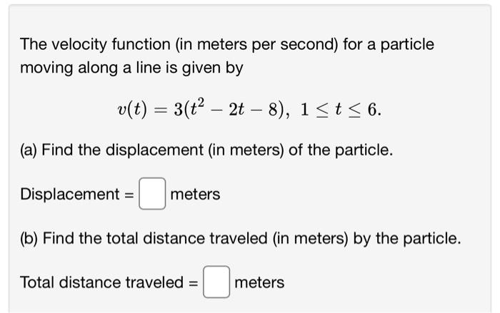 Solved The velocity function (in meters per second) for a | Chegg.com