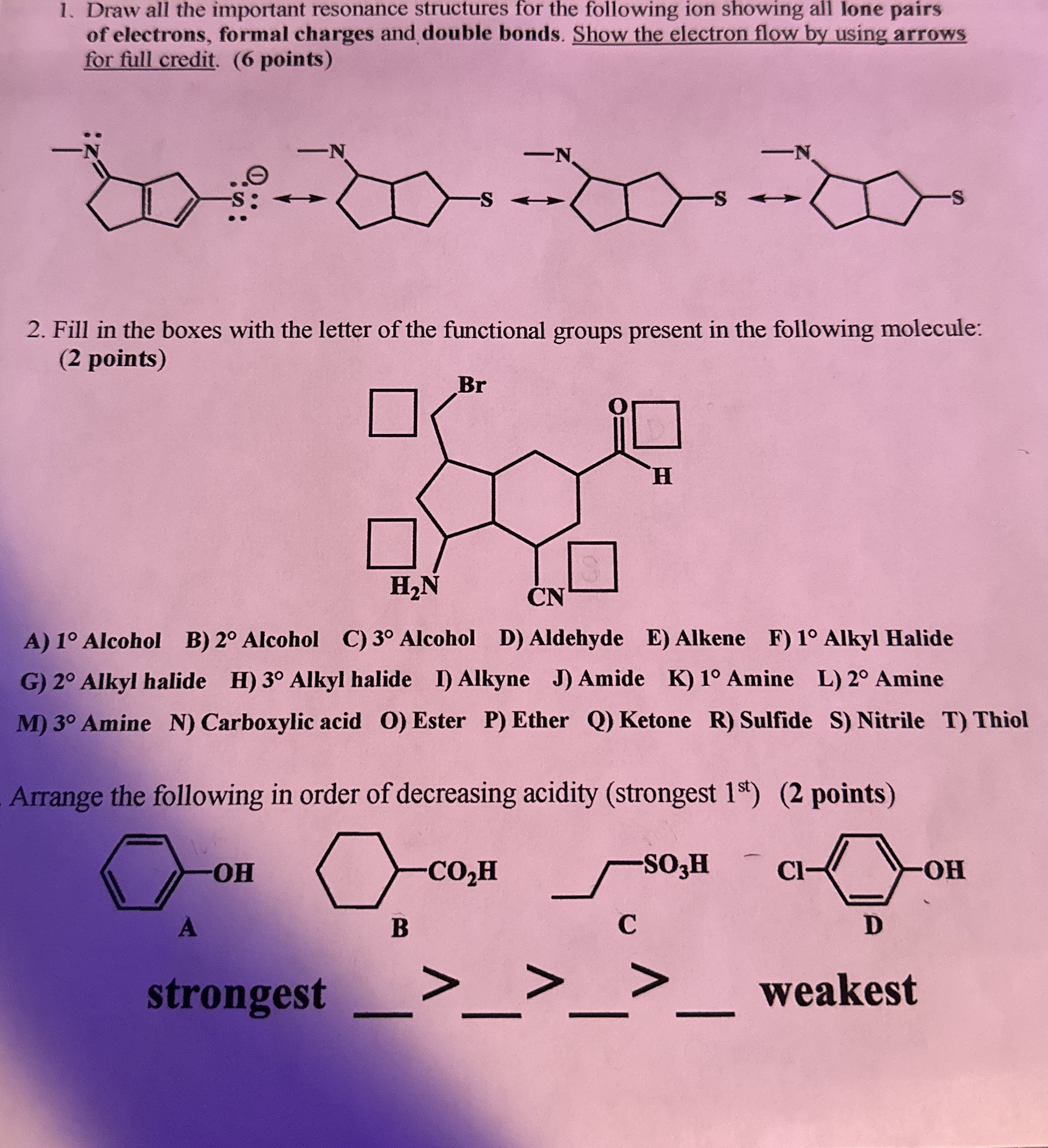 Solved Draw all the important resonance structures for the | Chegg.com