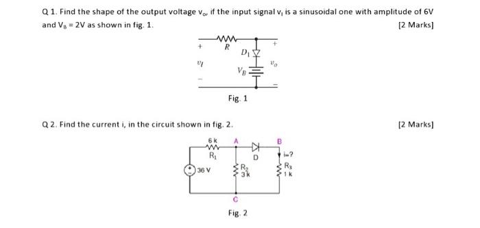 Solved Q1. Find the shape of the output voltage v0, if the | Chegg.com