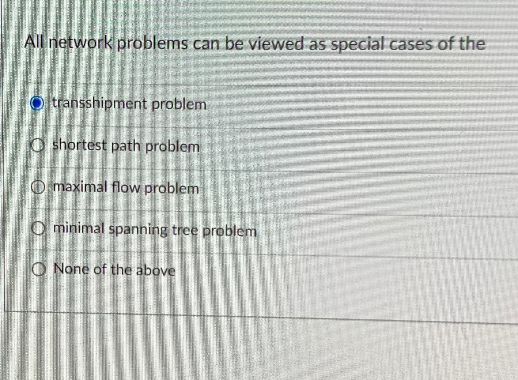 Solved All network problems can be viewed as special cases | Chegg.com