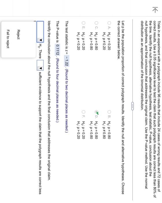 Solved Trials in an experiment with a polygraph include 96 | Chegg.com