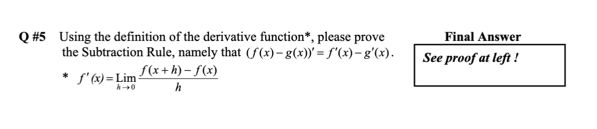Solved Q #5 ﻿Using the definition of the derivative | Chegg.com