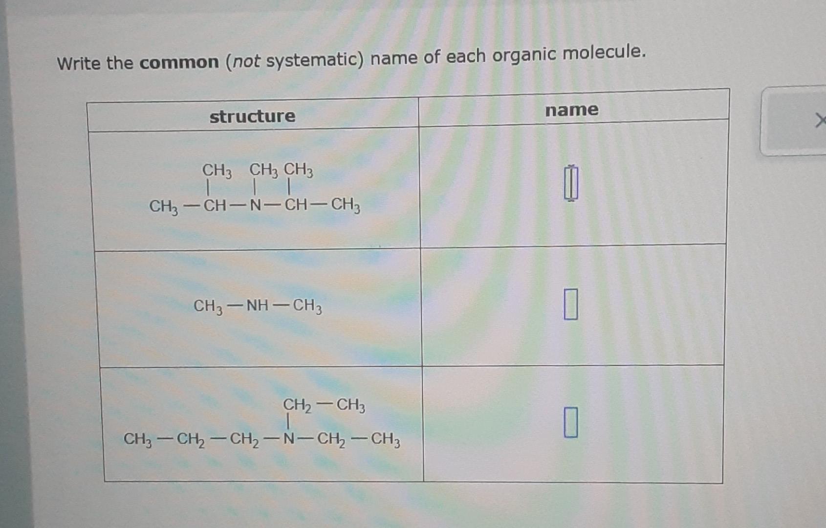 Solved Write the common (not systematic) name of each | Chegg.com