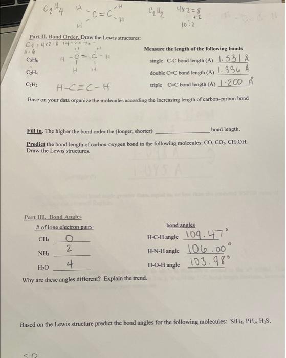 Solved Part II. Bond Order. Draw the Lewis structures: | Chegg.com