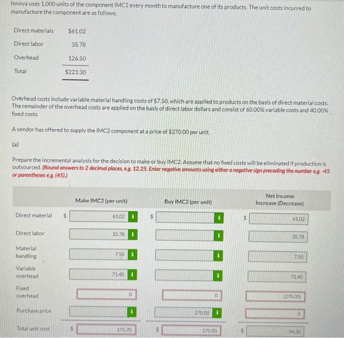 Solved Innova uses 1,000 units of the component IMC2 every | Chegg.com