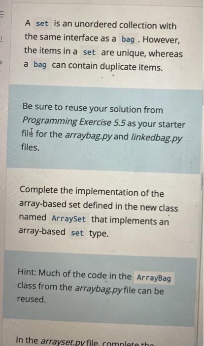 Solved 1 A set is an unordered collection with the same | Chegg.com