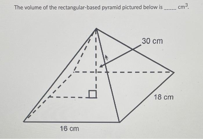 Solved The volume of the rectangular-based pyramid pictured | Chegg.com
