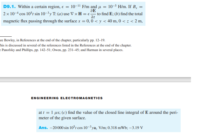 Solved D9.1. Within a certain region, ϵ=10−11 F/m and | Chegg.com