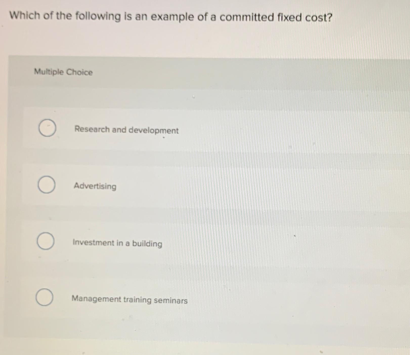 Solved Which of the following is an example of a committed | Chegg.com