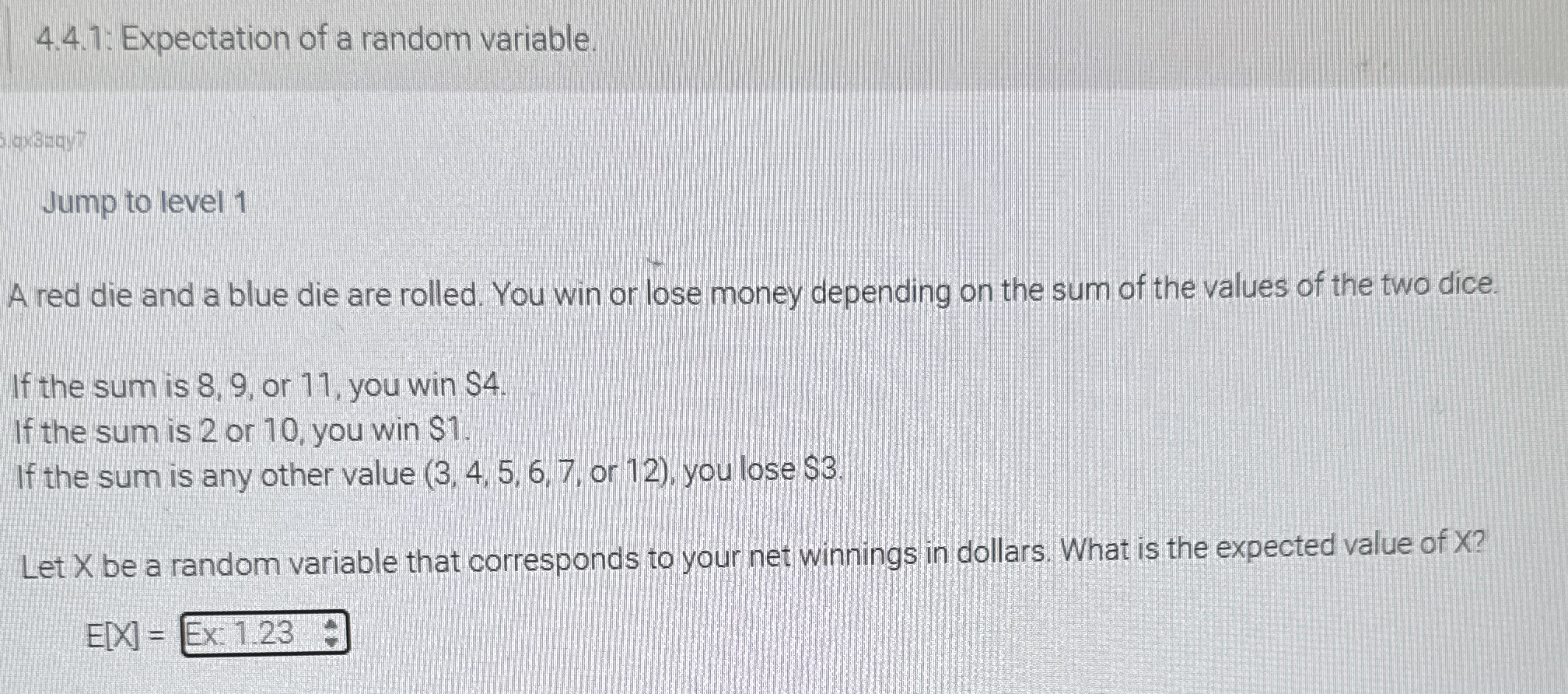 Solved 4.4.1: Expectation of a random variable.Jump to level | Chegg.com