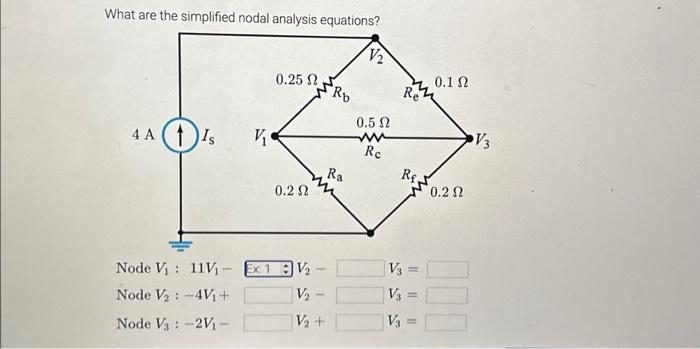 Solved What are the simplified nodal analysis equations? | Chegg.com