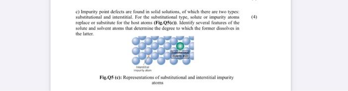 Solved (4) c) Impurity point defects are found in solid | Chegg.com