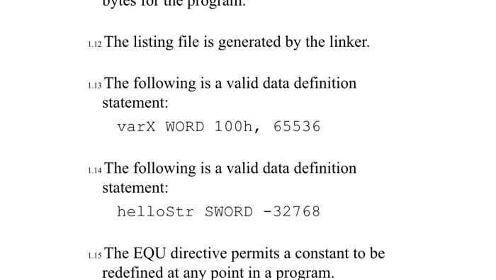Solved 1.12 The listing file is generated by the linker. | Chegg.com