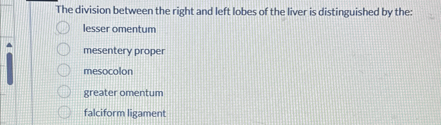 Solved The division between the right and left lobes of the | Chegg.com