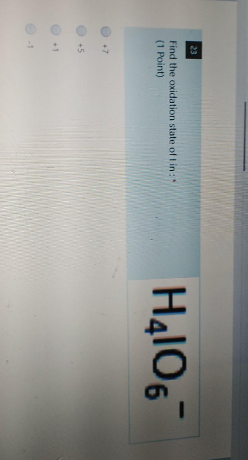 Solved 23 Find the oxidation state of lin: (1 Point) H4106 | Chegg.com