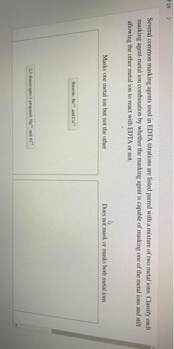 19 > Several common masking agents used in EDTA | Chegg.com