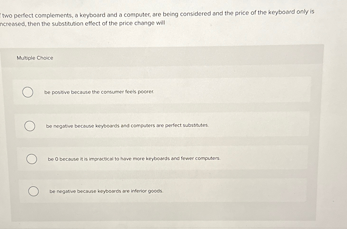 Solved two perfect complements, a keyboard and a computer, | Chegg.com
