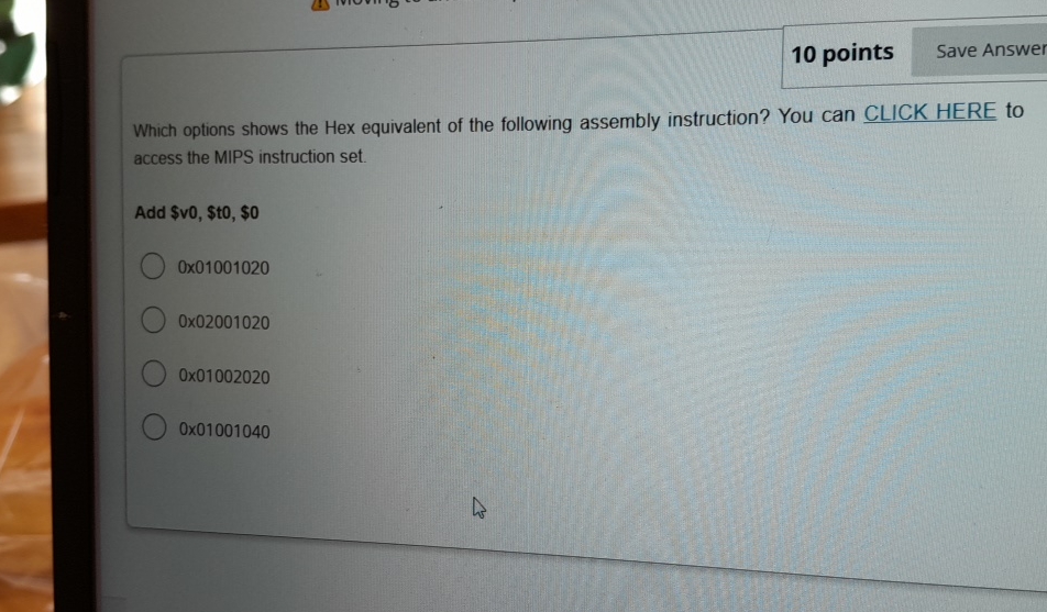 Solved 10 ﻿pointsWhich options shows the Hex equivalent of | Chegg.com