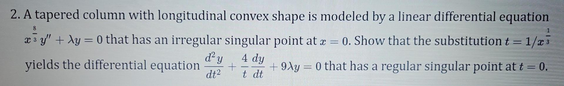 2. A tapered column with longitudinal convex shape is | Chegg.com