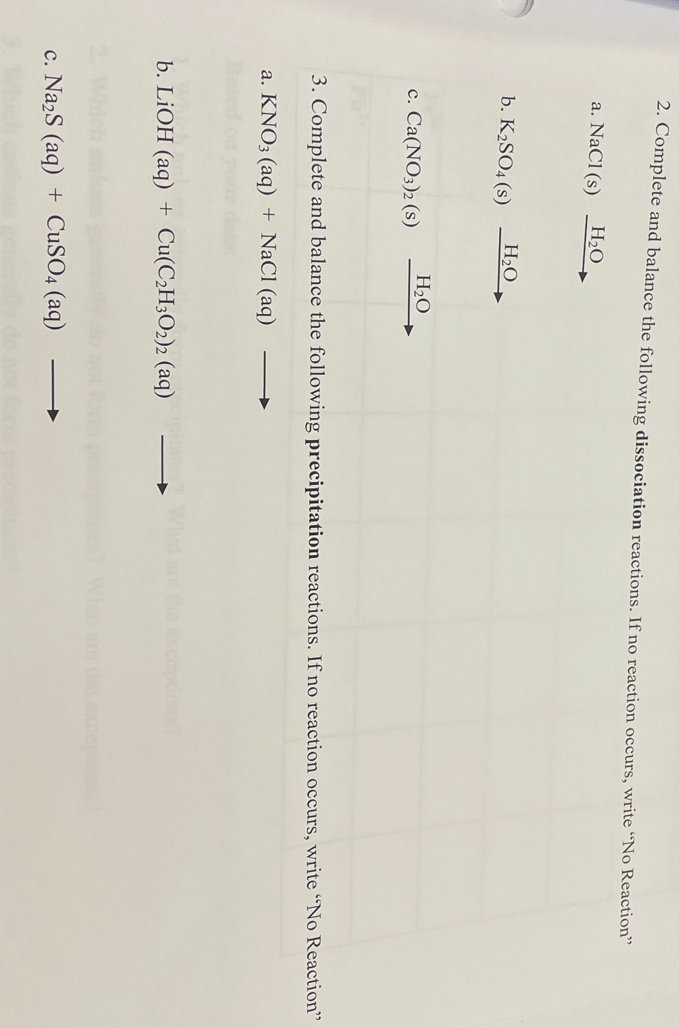 Solved Complete and balance the following dissociation | Chegg.com