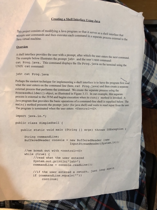 Creating a Shell Interface Using Jaya Th i ect | Chegg.com