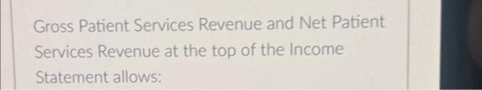 Gross Patient Services Revenue and Net Patient | Chegg.com