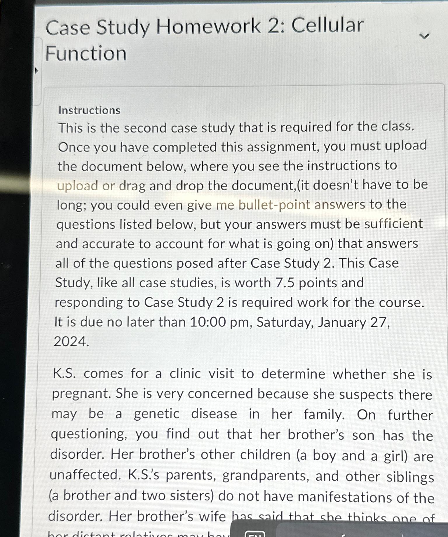 Solved Case Study Homework 2: Cellular | Chegg.com