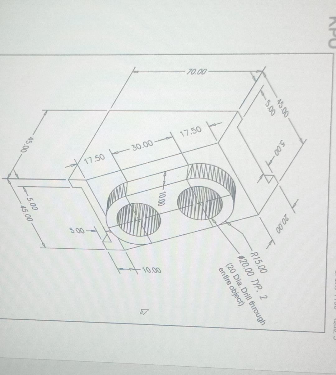 Solved draw 3 orthographic view and auxiliary view of the | Chegg.com
