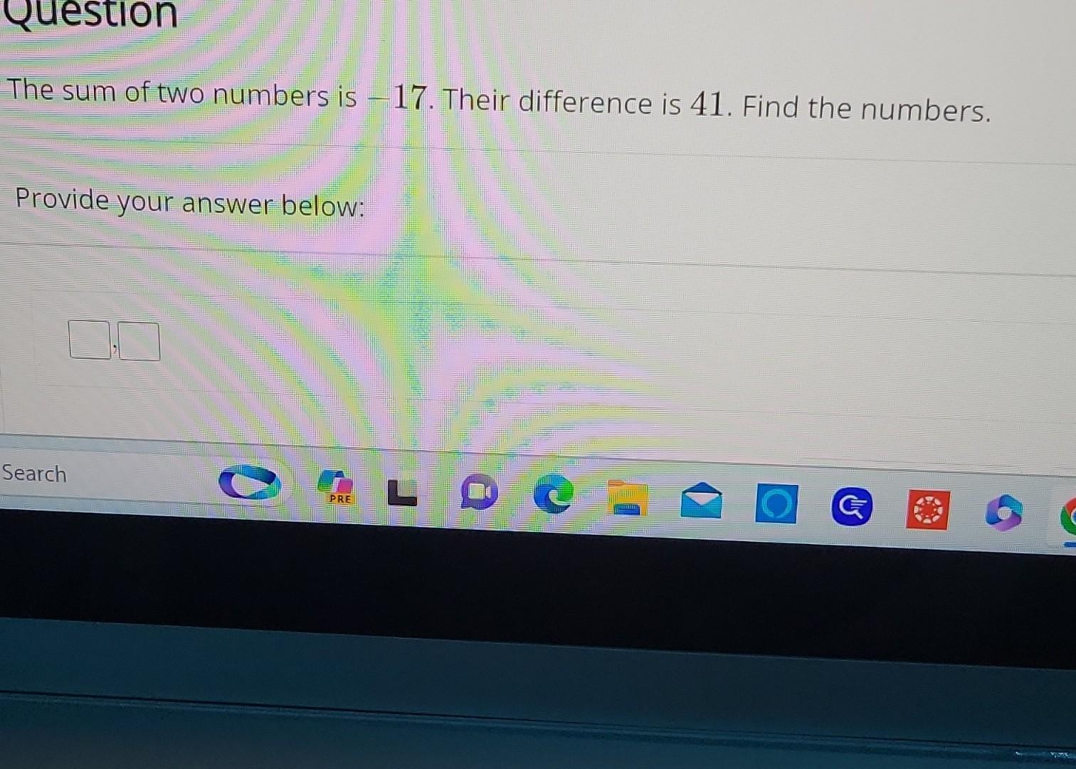 Solved The sum of two numbers is -17 . Their difference is | Chegg.com