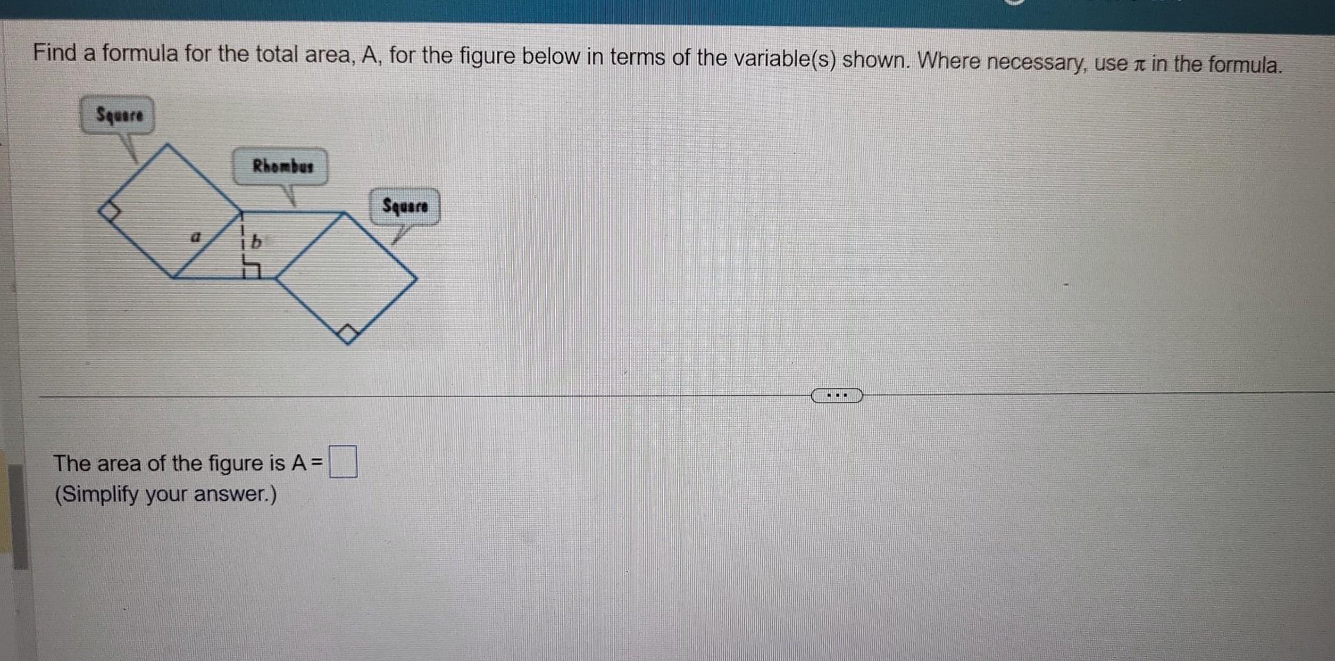 Solved Find a formula for the total area, A, for the figure | Chegg.com