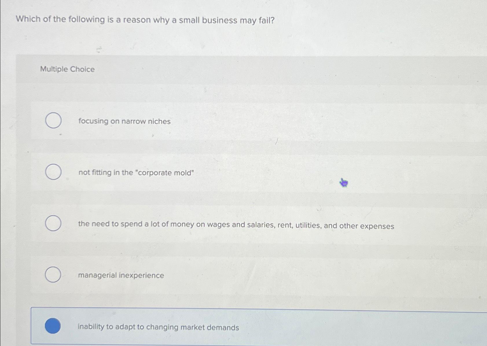 Solved Which of the following is a reason why a small | Chegg.com