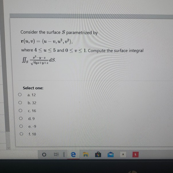 Solved Consider the surface S parametrized by r(u, v) = (u - | Chegg.com