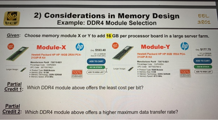 Solved 2) Considerations in Memory Design Example: DDR4 | Chegg.com