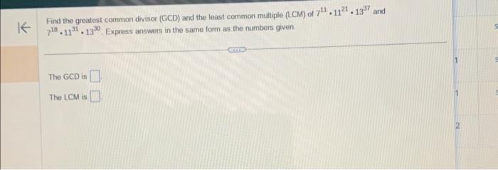 Solved Find The Greatest Common Divisor Gcd And The Least