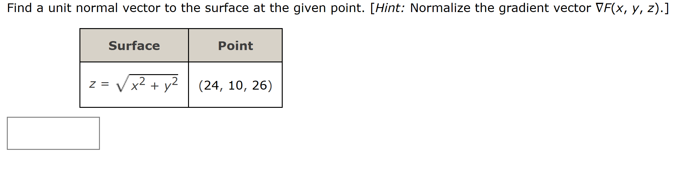 Solved Find a unit normal vector to the surface at the given | Chegg.com