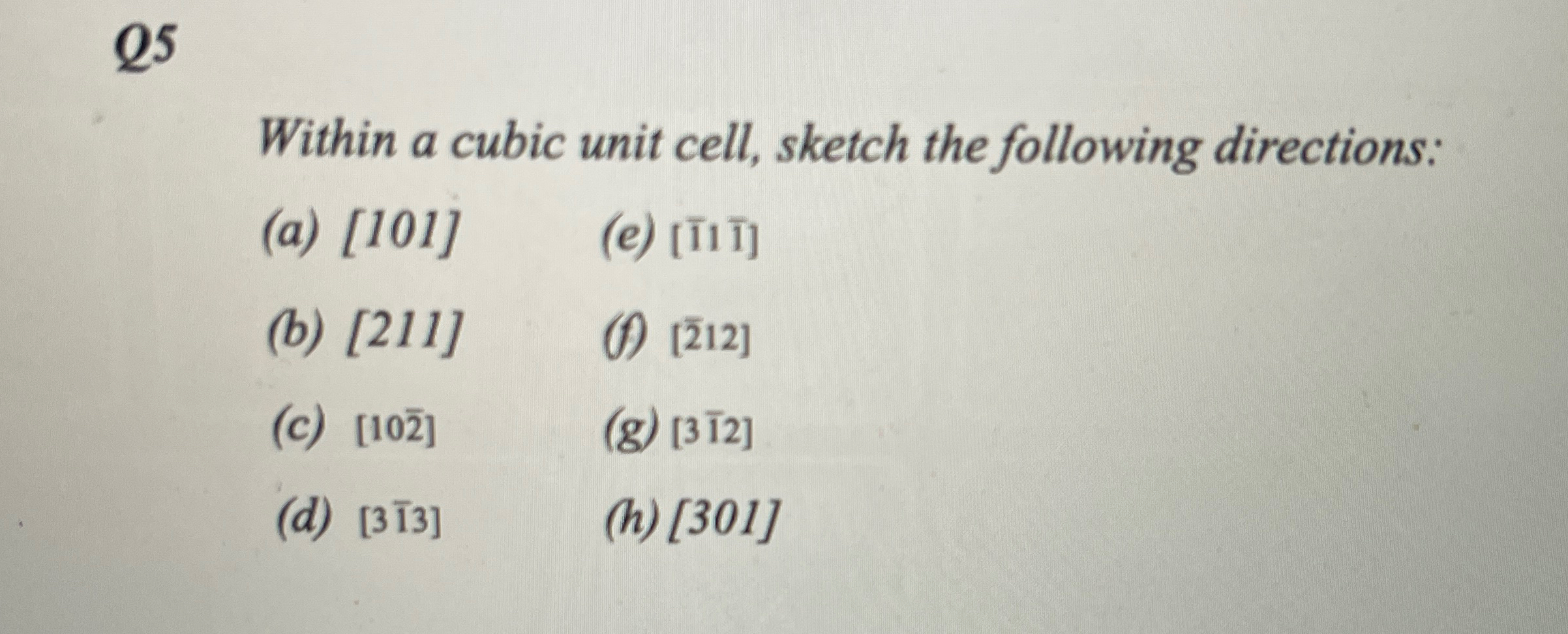 Solved Q5Within a cubic unit cell, sketch the following | Chegg.com