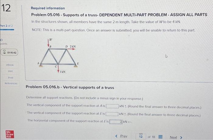 Required information Problem 05.016 - Supports of a | Chegg.com