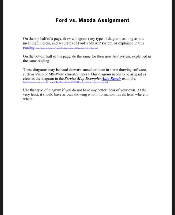 Ford vs. Mazda Assignment On the top half of a page, | Chegg.com