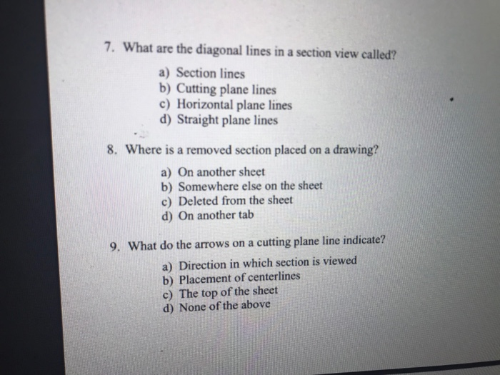 Solved 7. What are the diagonal lines in a section view | Chegg.com