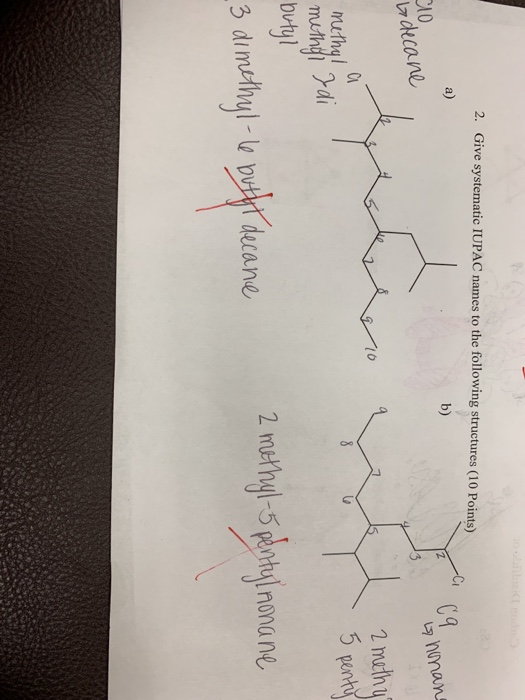 Solved 2. Give systematic IUPAC names to the following | Chegg.com