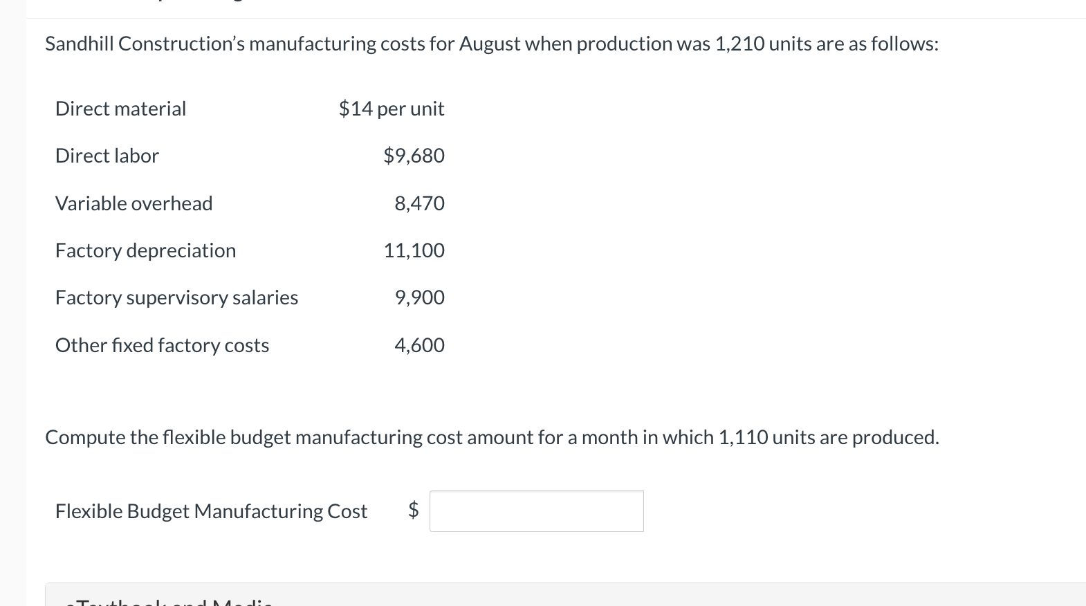 Solved Sandhill Construction's manufacturing costs for | Chegg.com