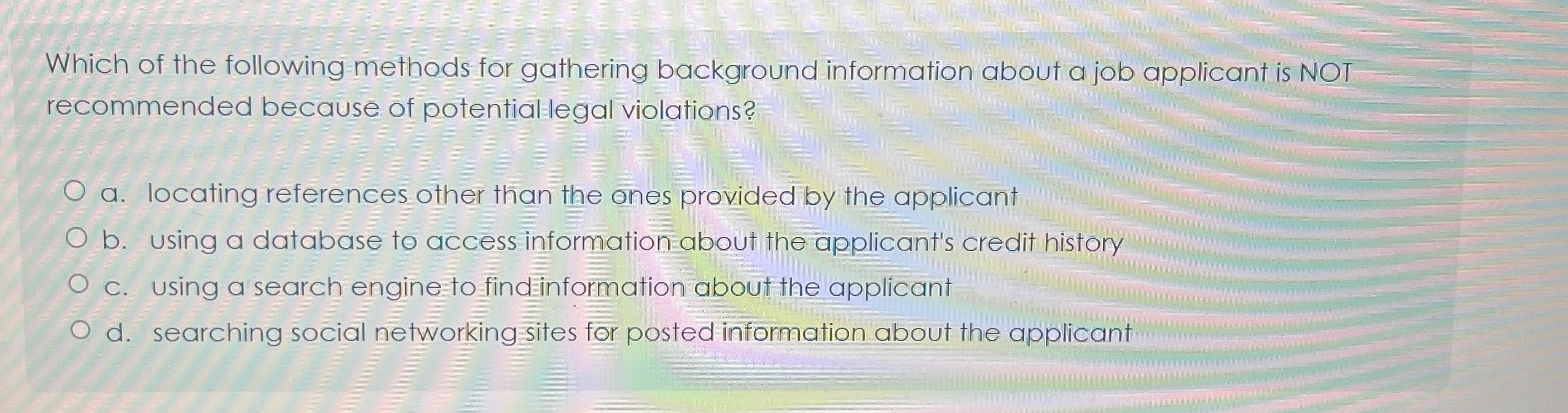 Solved Which of the following methods for gathering | Chegg.com