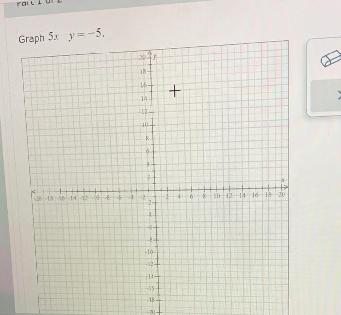 Solved rail Graph 5x-y=-5. 20 4y 18 16 + + 14 12 10 8 OV 20 | Chegg.com